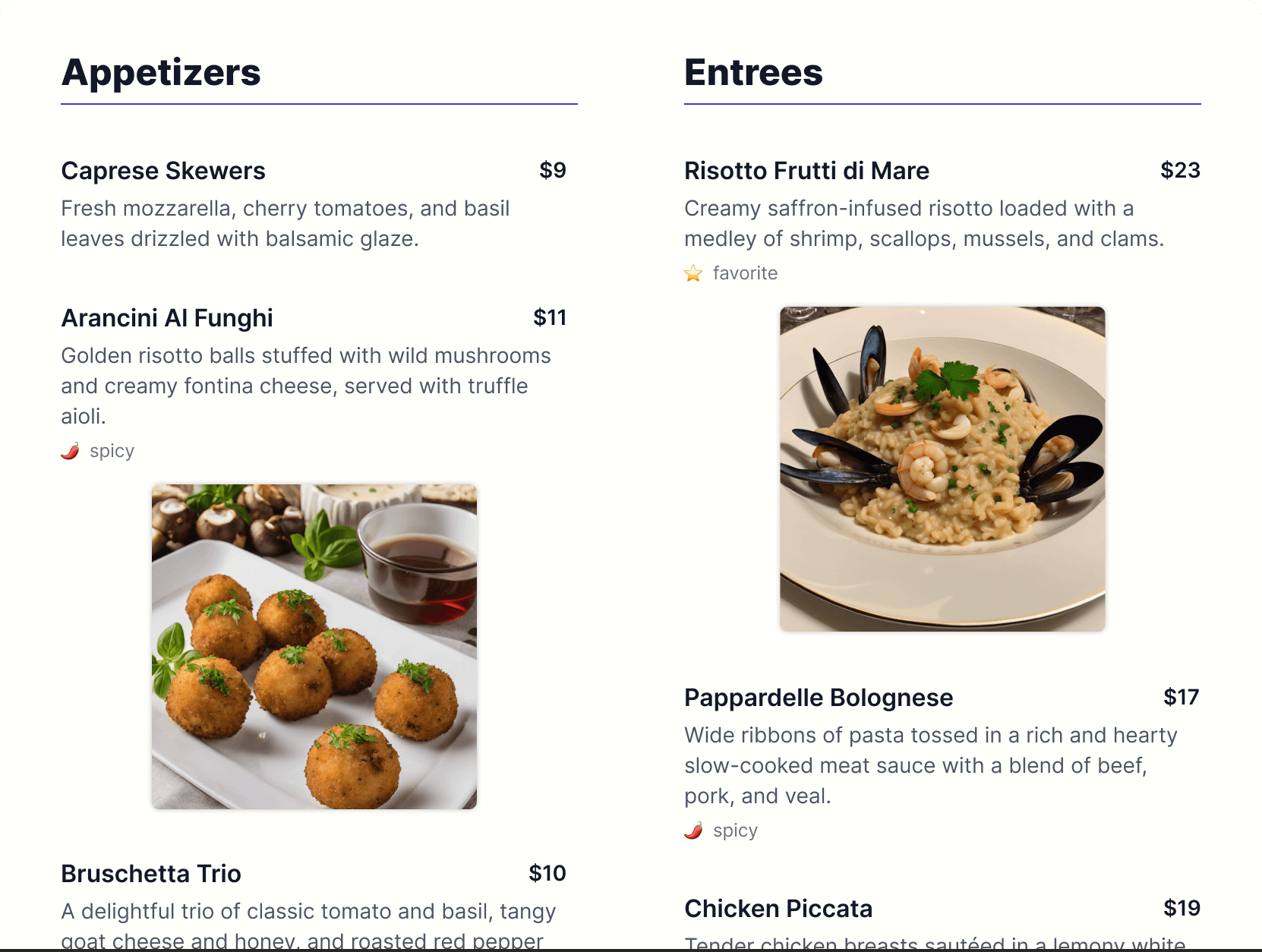 Today's Menu - Create restaurant menus